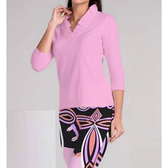 FAMAZEE | Tops | New Famazee Solid 34th Sleeve Ruffle Portrait Neck Top ...